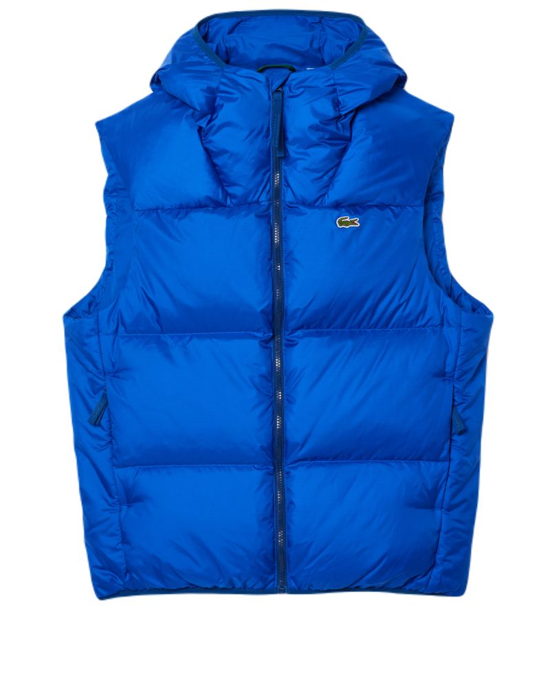 Gilet de tennis pour hommes Lacoste Water Repellent Short Puffed Bleu Tennis Zone Boutique de tennis